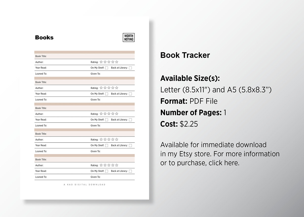 Worth Noting Printables - Literary