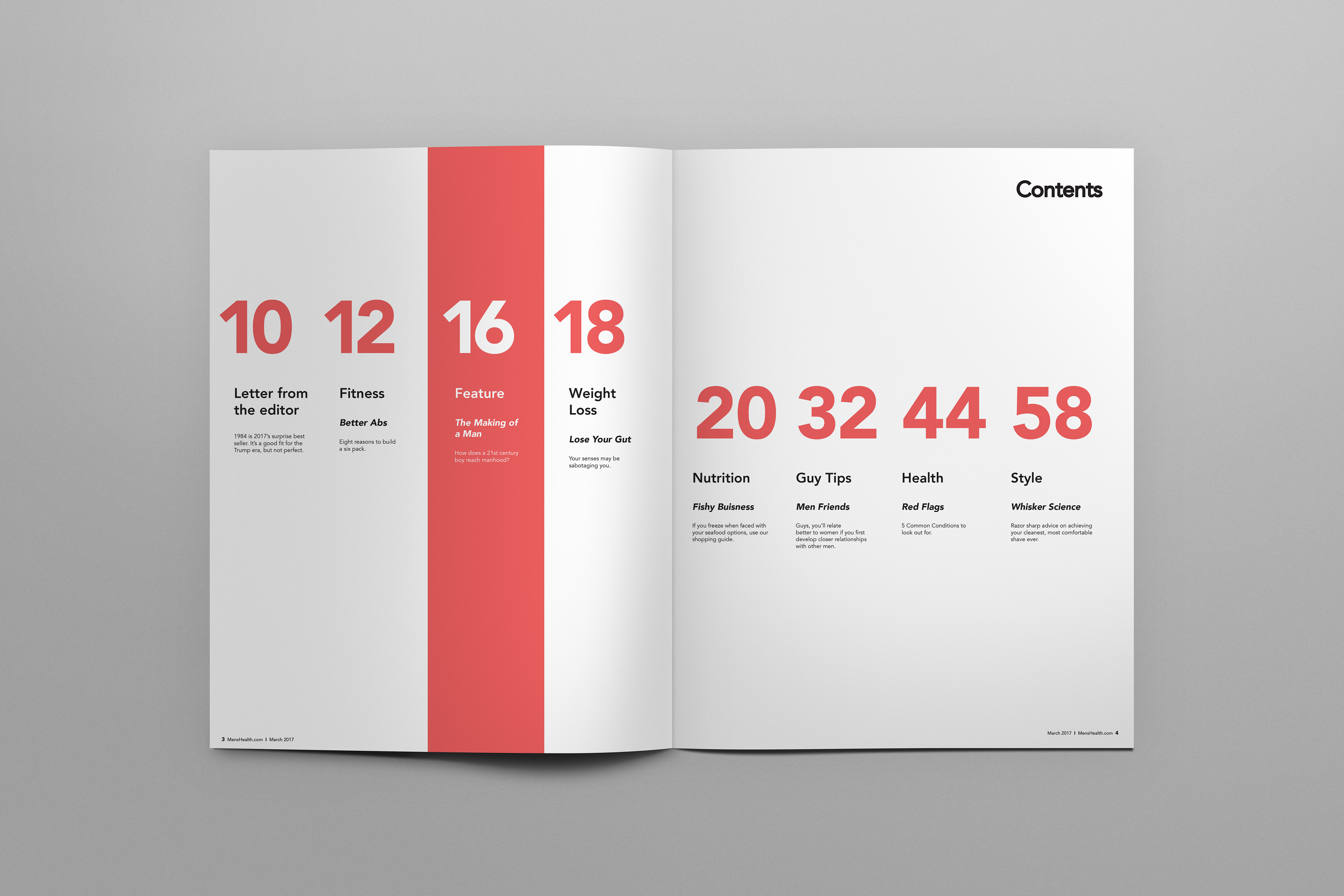 Edwin Carrizo - Contents Table, Men's Health Re Design.