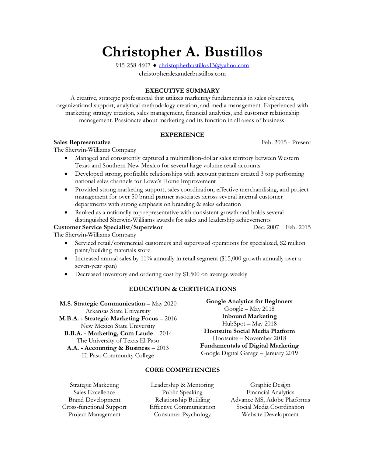Christopher Bustillos - Christopher Alexander Bustillos Resume