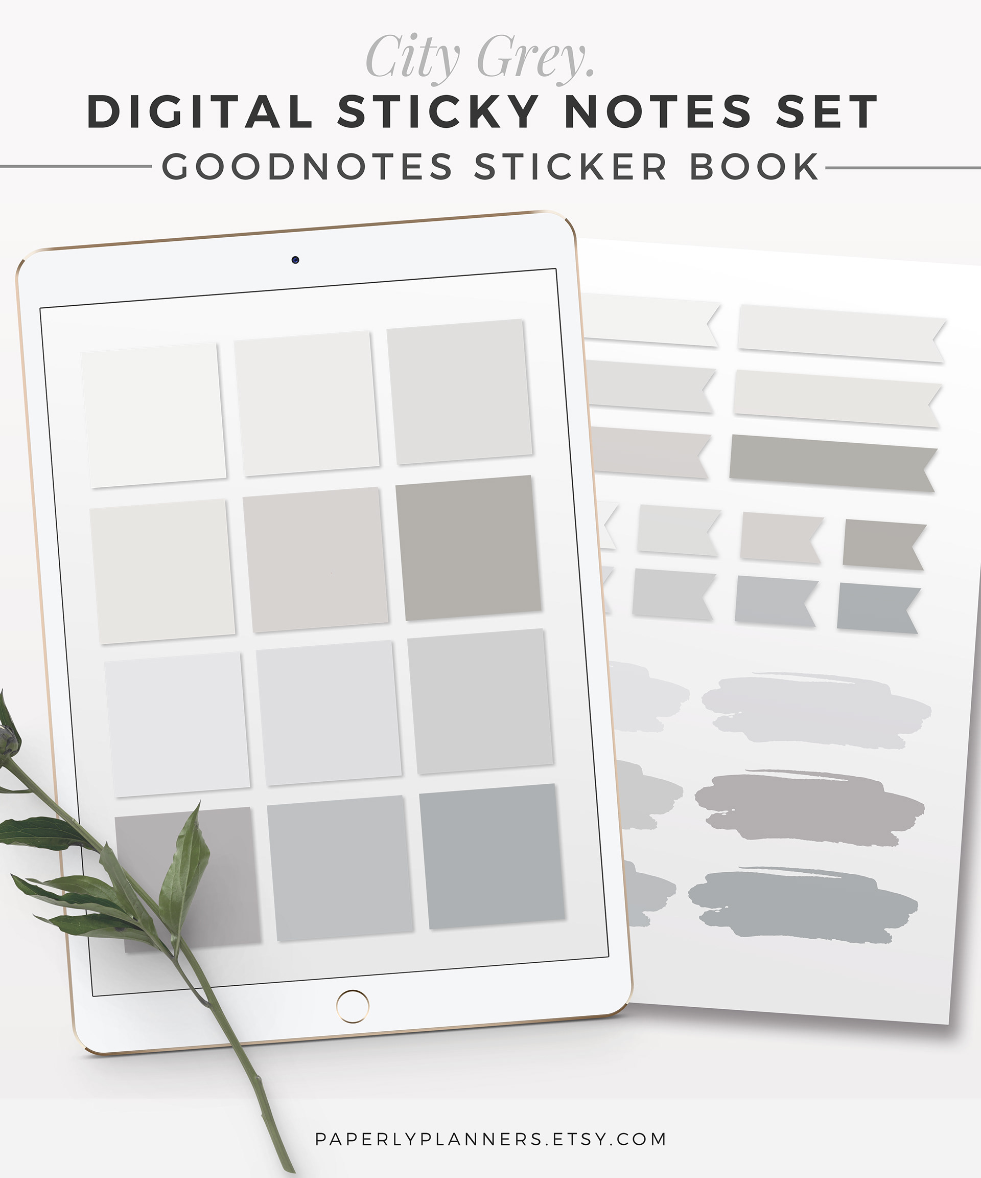 Paperly Planners - Beautiful, Productive. - CITY GREY Digital Sticky Notes