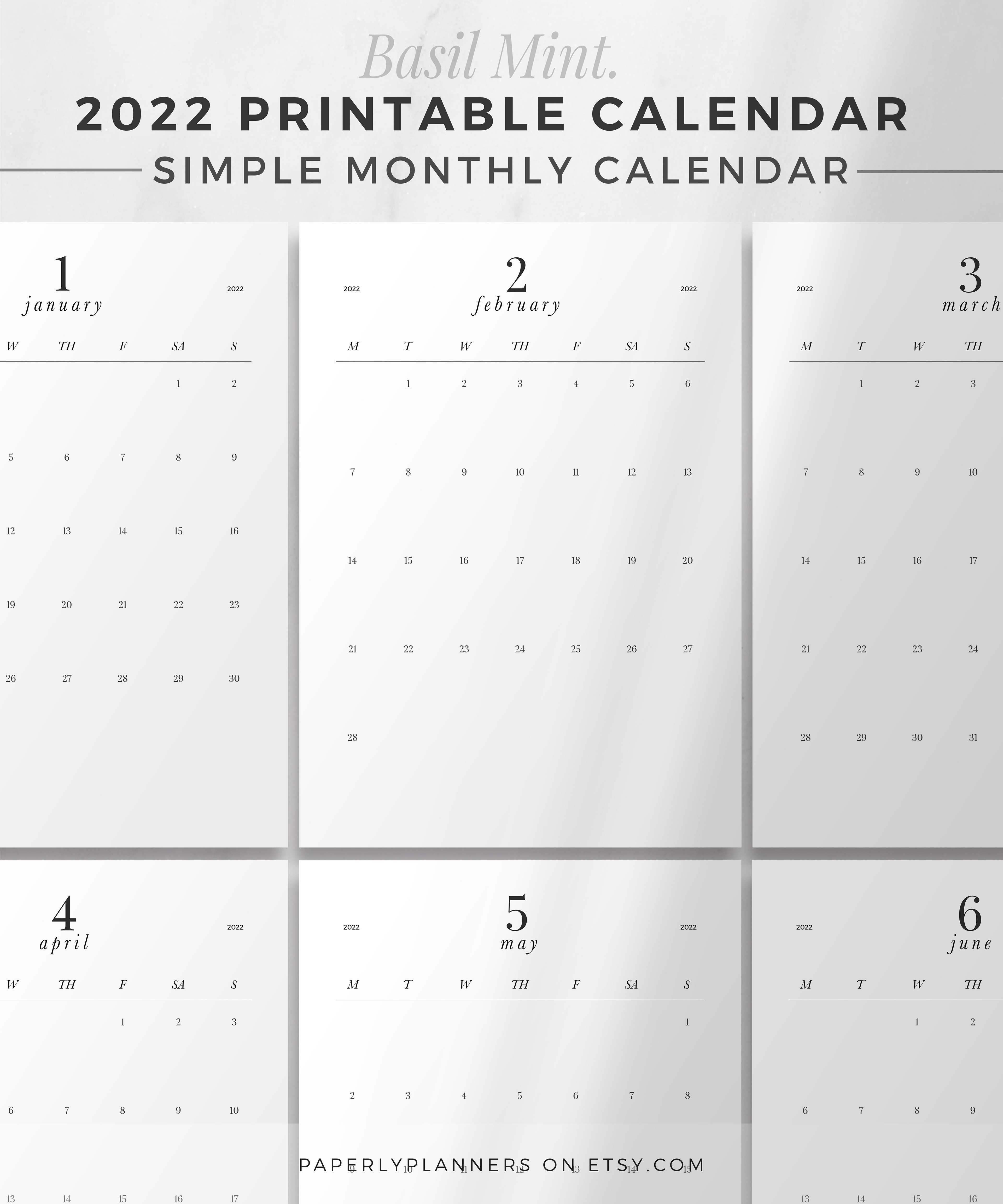 Paperly Planners - Beautiful, Productive. - 2022 BASIL MINT Calendar