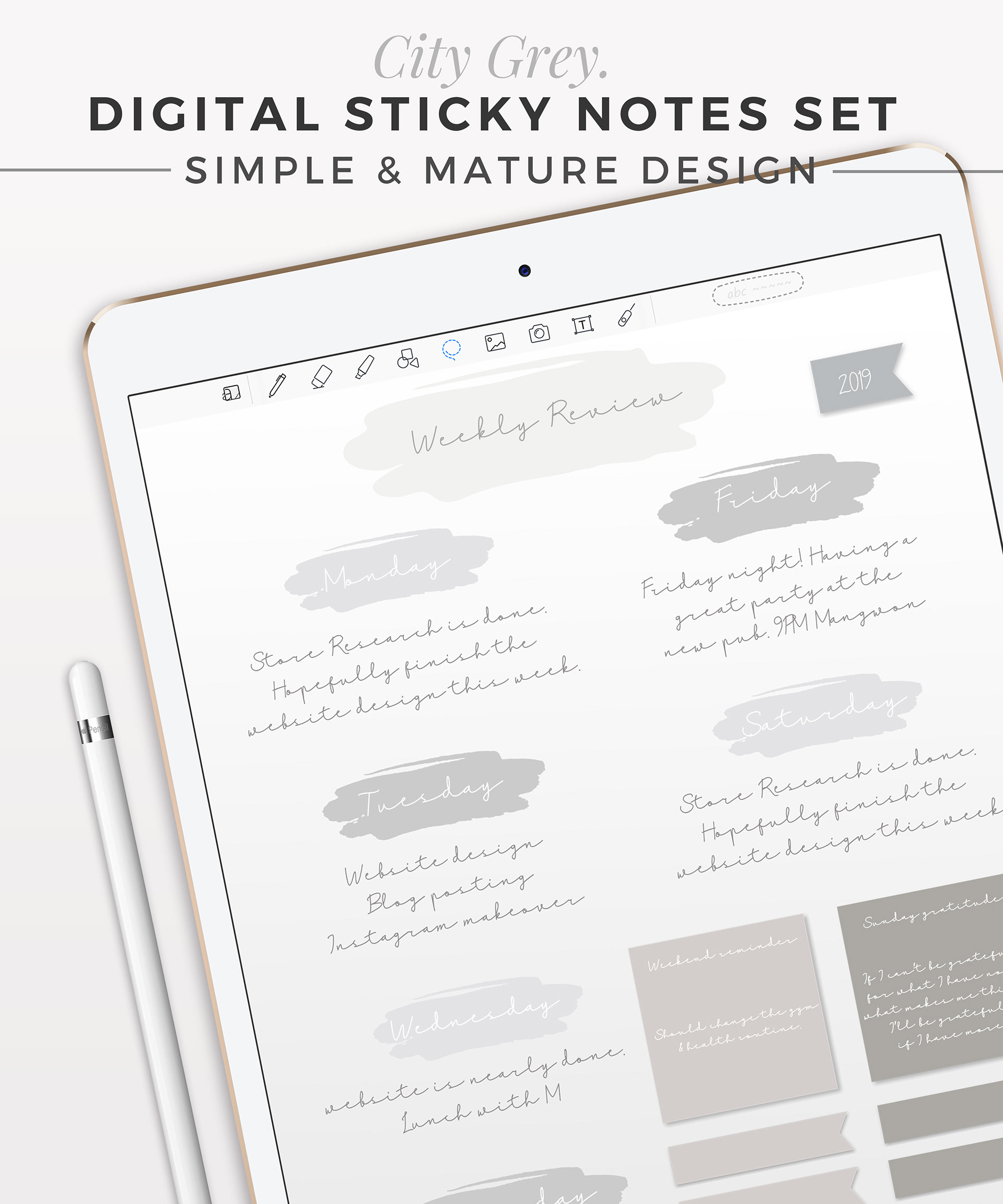 Paperly Planners - Beautiful, Productive. - CITY GREY Digital Sticky Notes