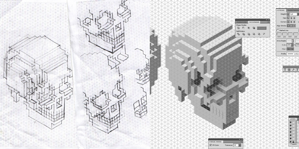 Conrad Buen - 3-Color Isometric Skull