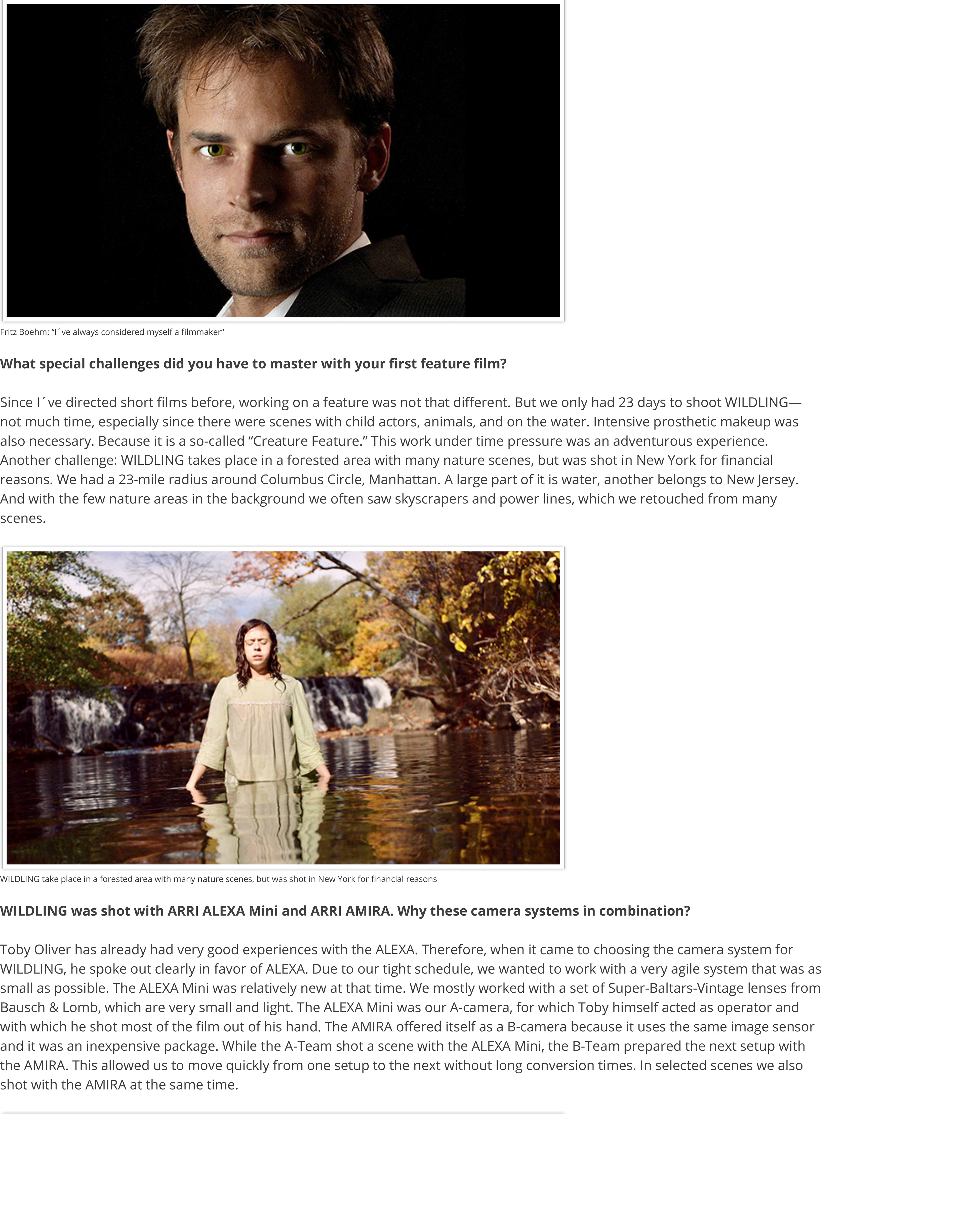 Toby Oliver - ARRI supports WILDLING