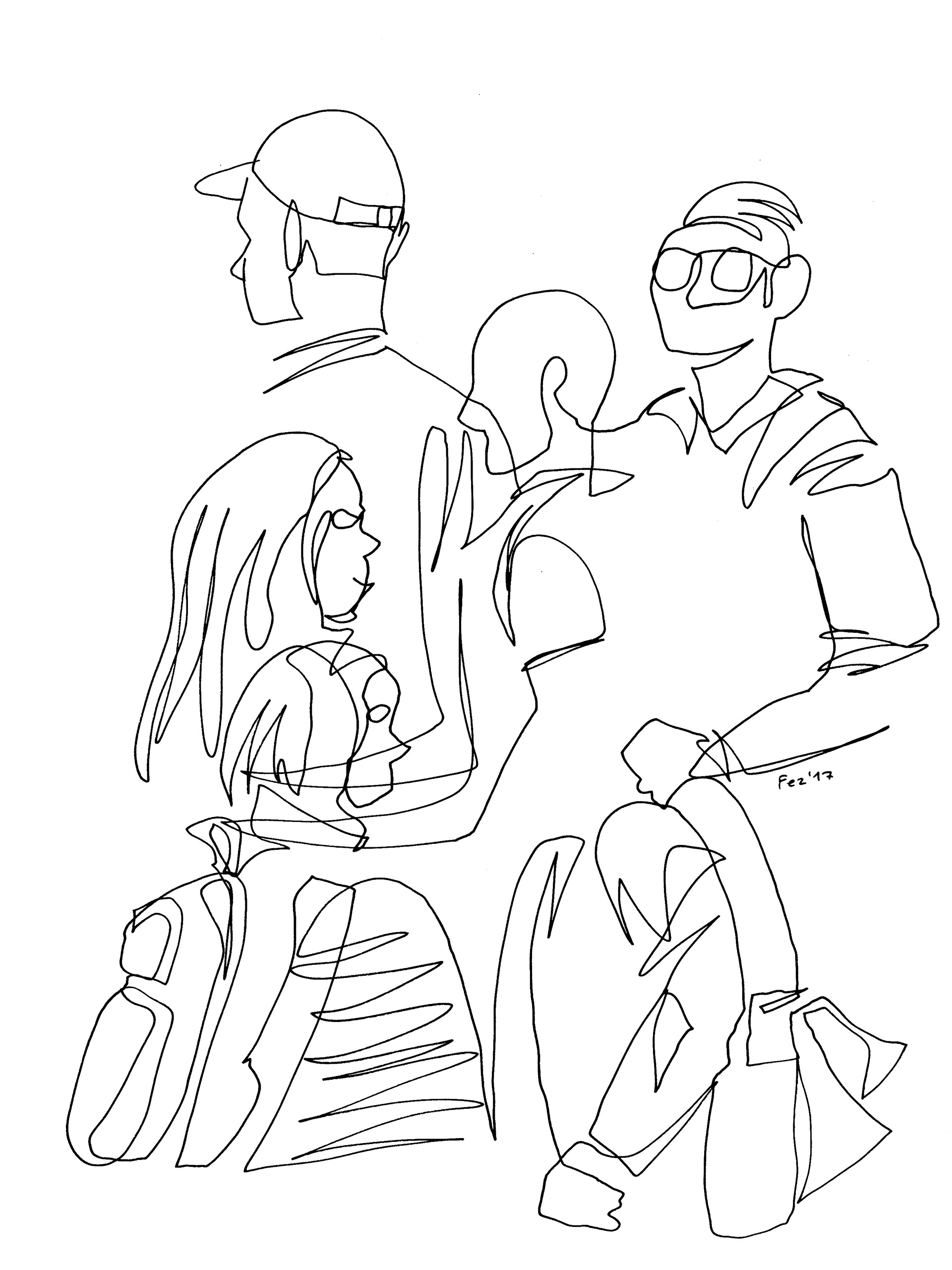 Simple Line Drawings Of People