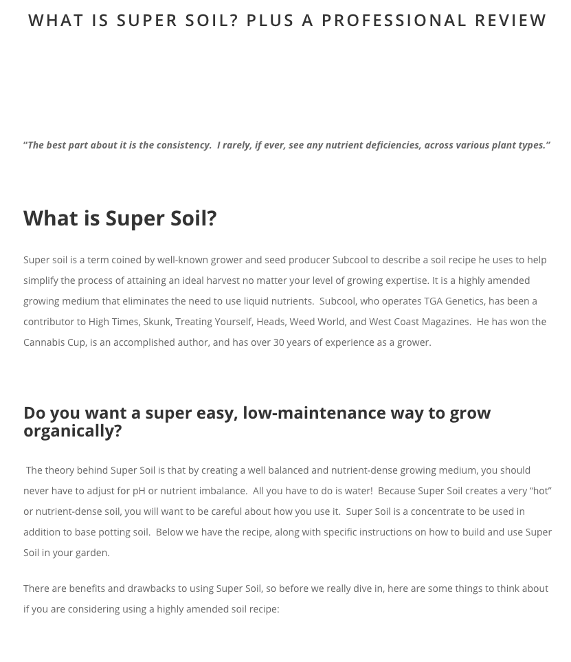 Subcool S Revised Super Soil Recipe | Besto Blog