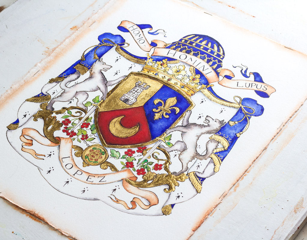 Hand painted family crests by Jamie Hansen - Tigon Crest with a Tiger ...