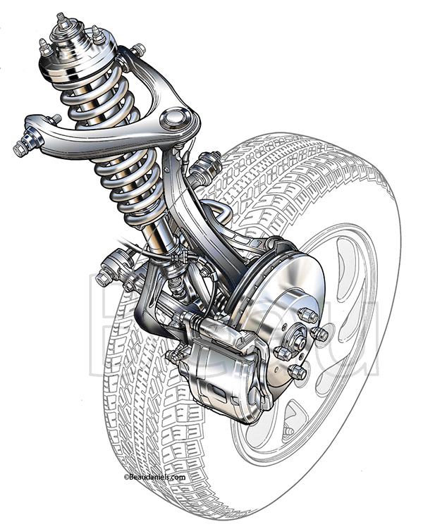 Technical illustration, Beau and Alan Daniels. - Car suspensions